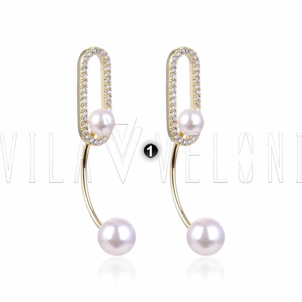 Vila Veloni Earrings, made of zirconias and pearls | Joyeria fina por ...