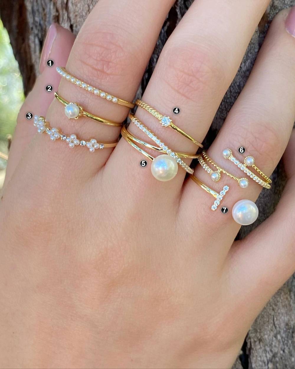 Designer ring in 925 sterling silver with 18k gold plating and pearls ...