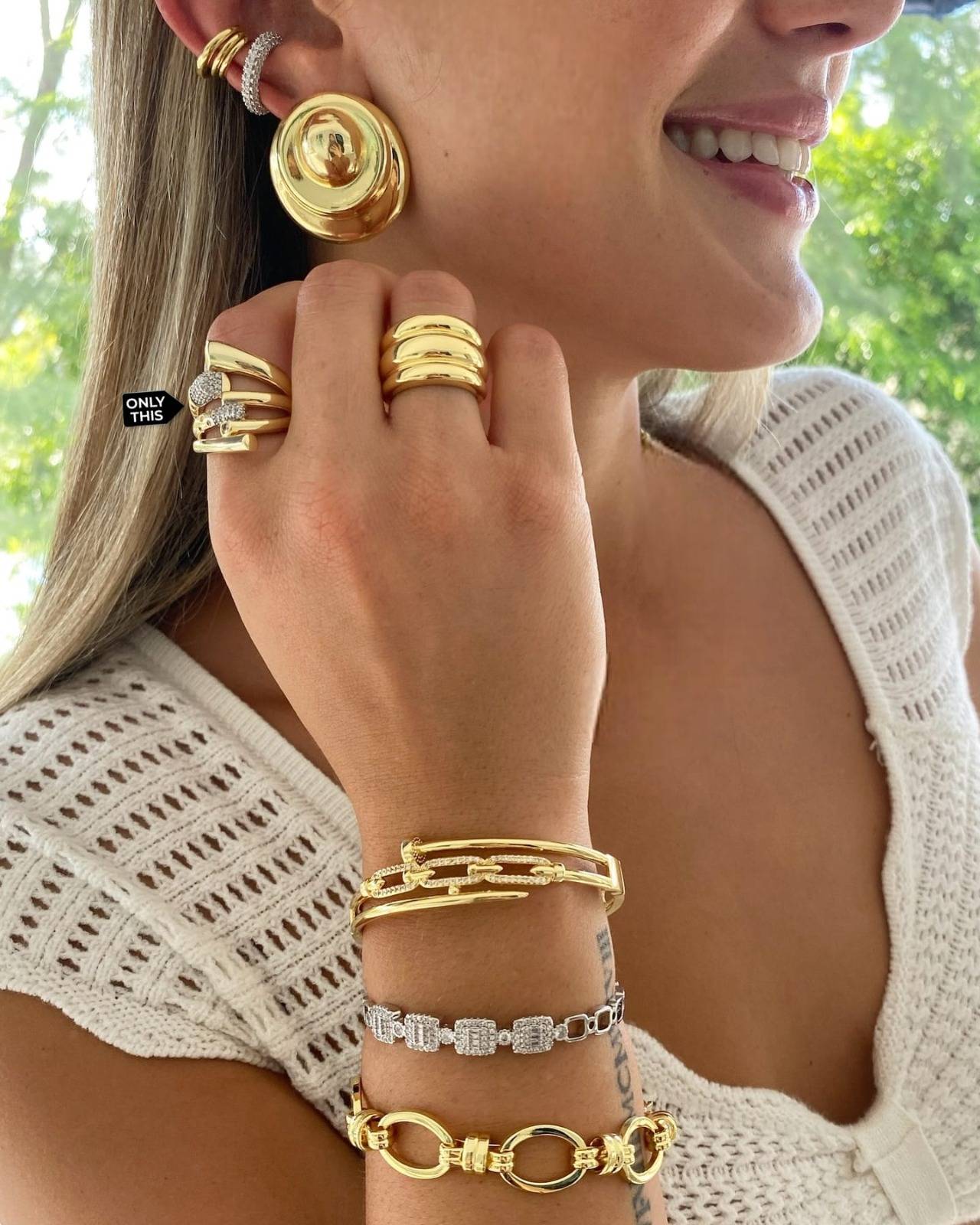 Anillo Ajustable con Diseño Triple en Cooper con Baño de Oro 18k ...